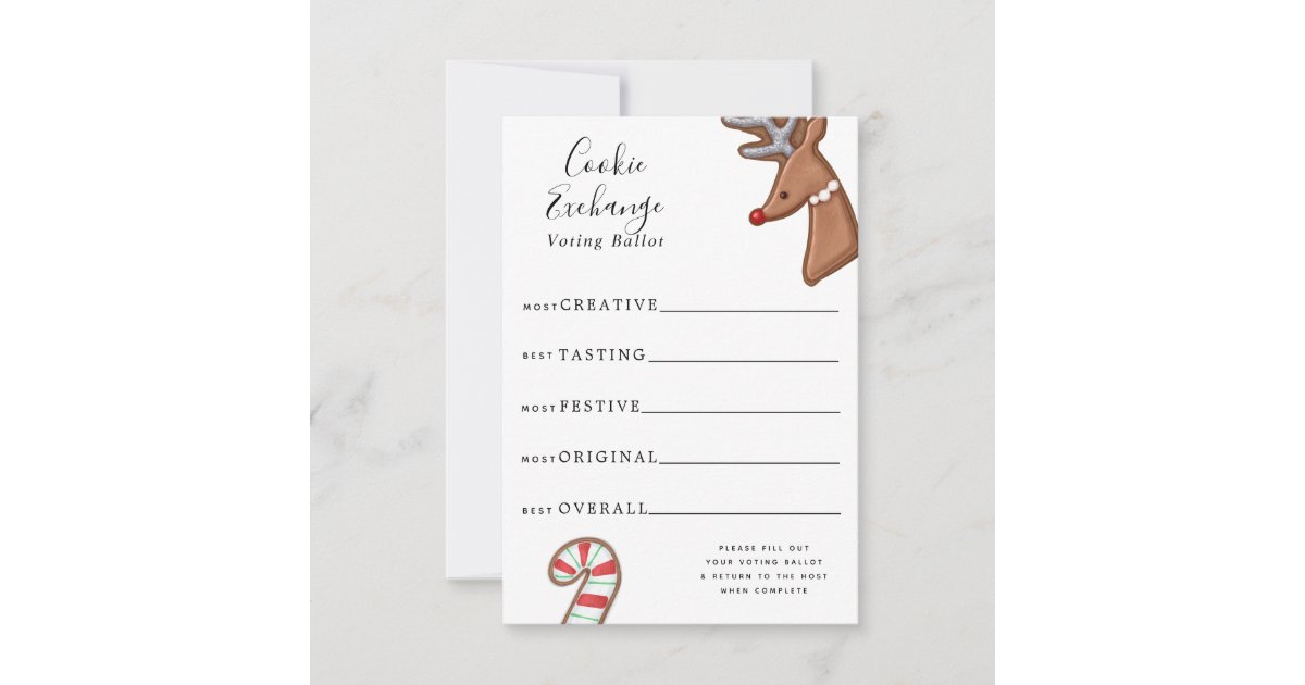 Cute Holiday Cookie Exchange Voting Ballot Invitation | Zazzle