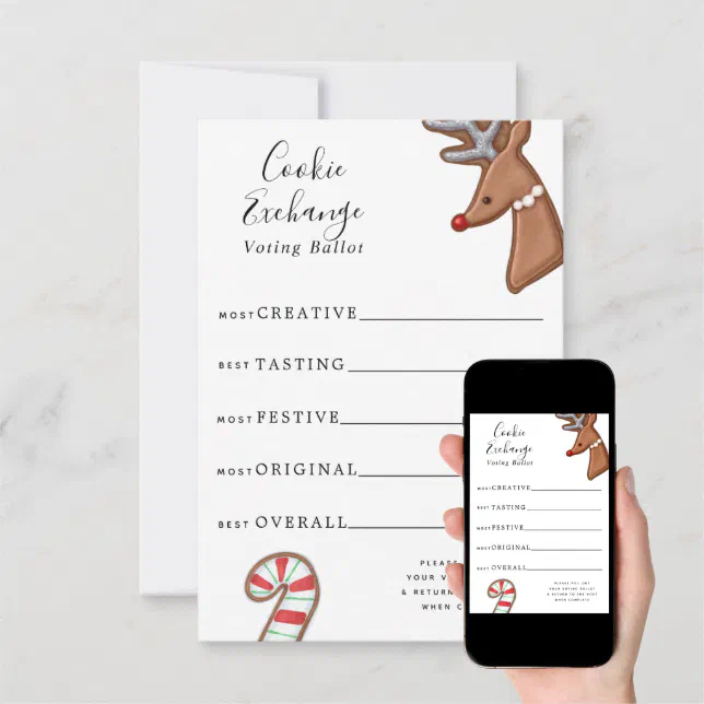 Cute Holiday Cookie Exchange Voting Ballot Invitation | Zazzle
