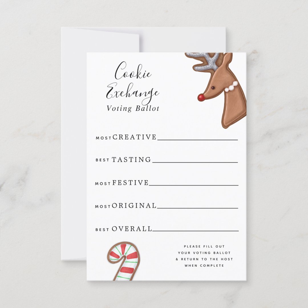 Cute Holiday Cookie Exchange Voting Ballot Invitation | Zazzle