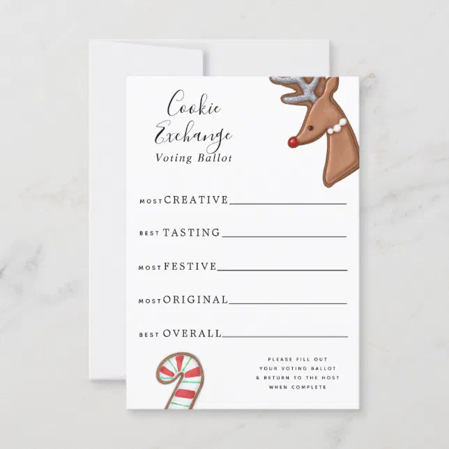 Cute Holiday Cookie Exchange Voting Ballot Invitation | Zazzle