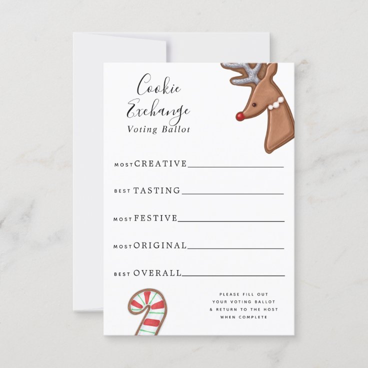 Cute Holiday Cookie Exchange Voting Ballot Invitation | Zazzle