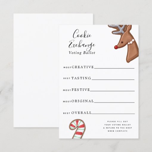Cute Holiday Cookie Exchange Voting Ballot Invitation | Zazzle