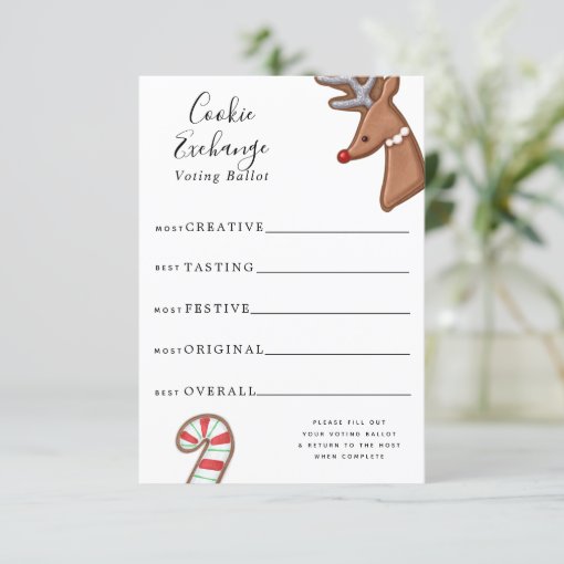Cute Holiday Cookie Exchange Voting Ballot Invitation | Zazzle
