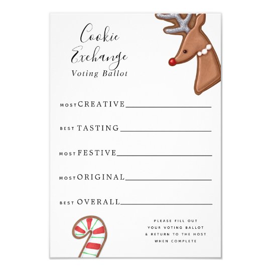 Cute Holiday Cookie Exchange Voting Ballot Invitation | Zazzle.com