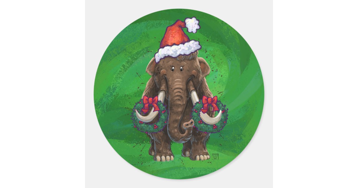 Cute Holiday Mastodon Classic Round Sticker | Zazzle