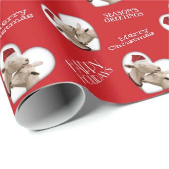 Cute Holiday Messages and Christmas Goats Wrapping Paper | Zazzle