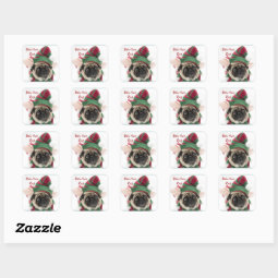 Cute Holiday Pug Stickers | Zazzle
