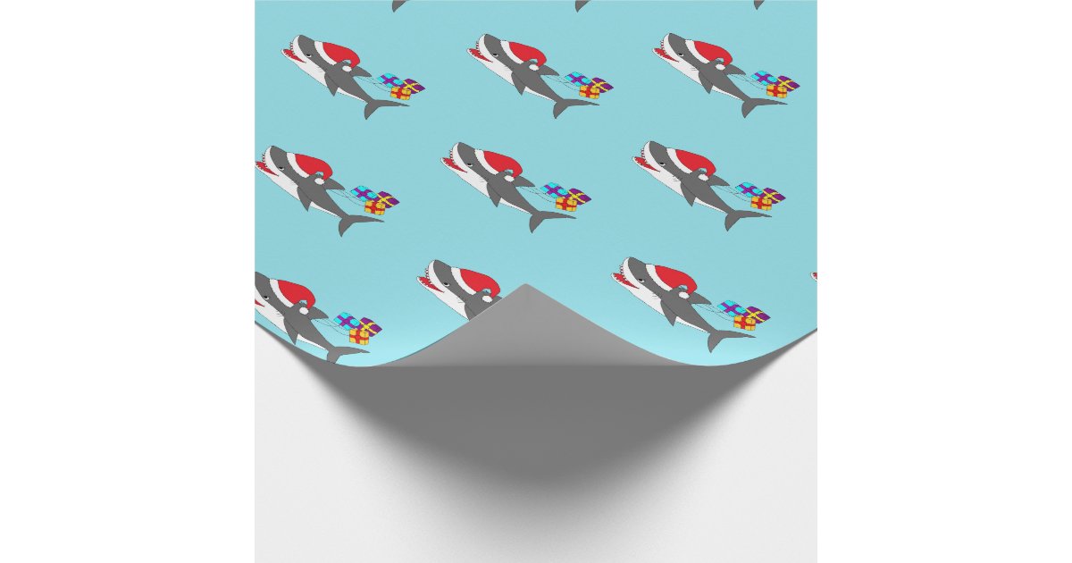 Cute Holiday Shark Wrapping Paper | Zazzle