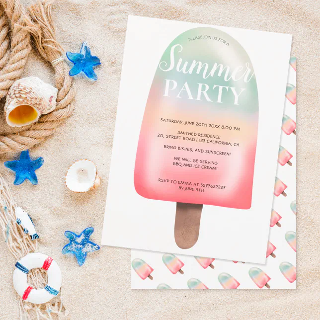 Cute holographic ice cream gradient summer party invitation | Zazzle