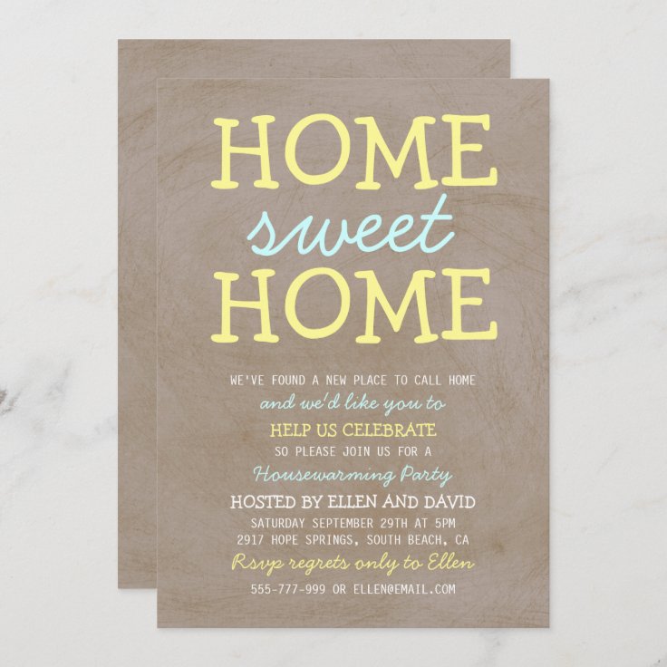 Cute Home Sweet Home Housewarming Invitations | Zazzle