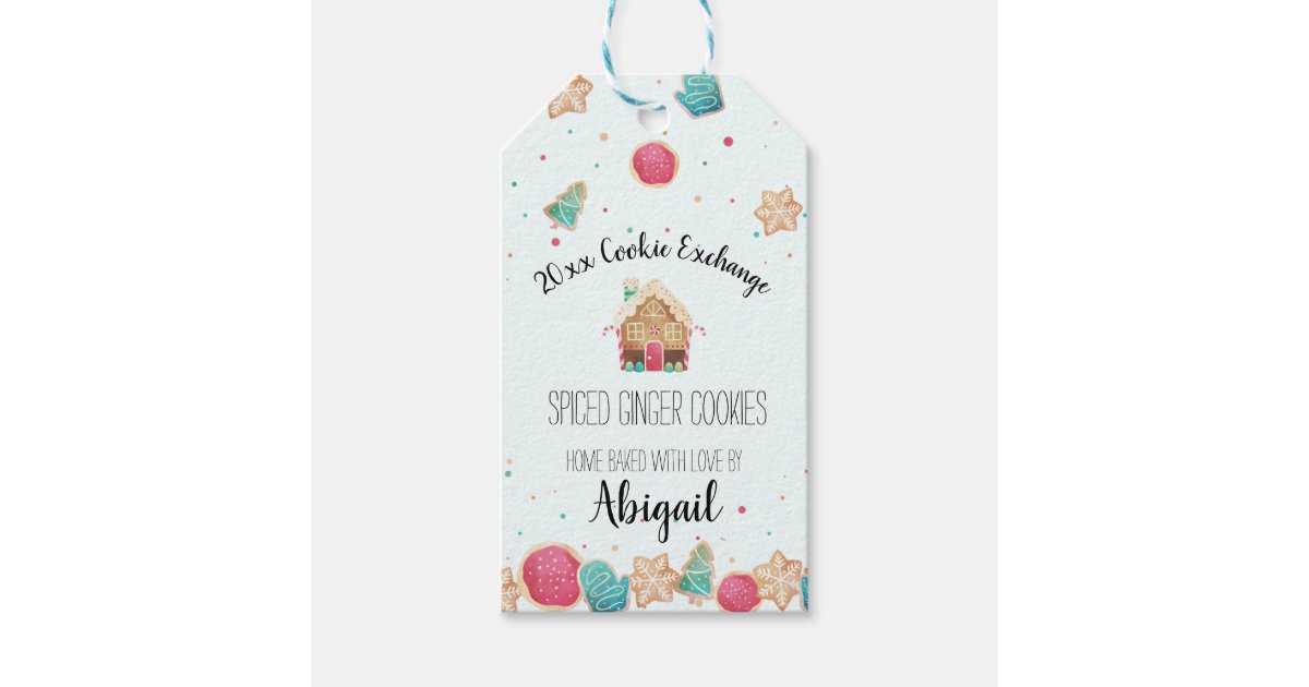 Cute Homemade Christmas Cookies Gingerbread Blue Gift Tags | Zazzle