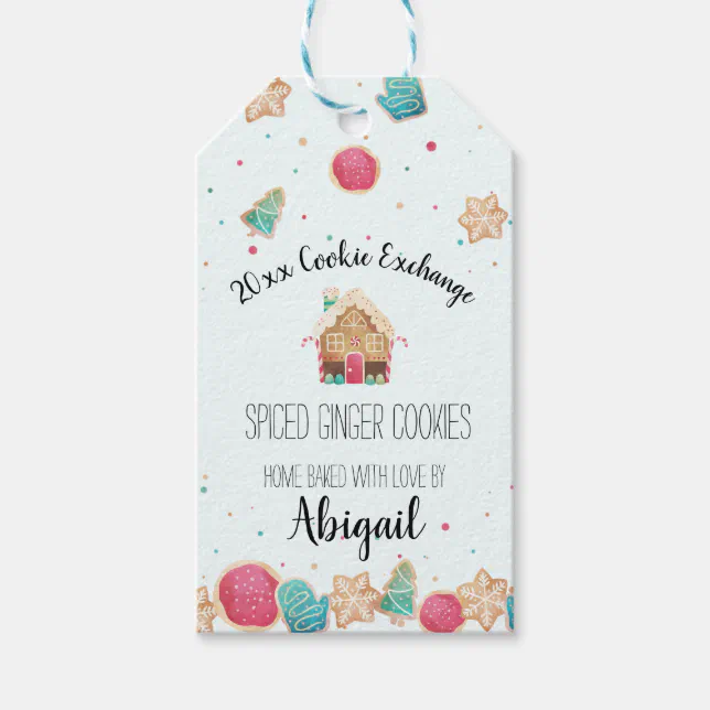 Cute Homemade Christmas Cookies Gingerbread Blue Gift Tags | Zazzle