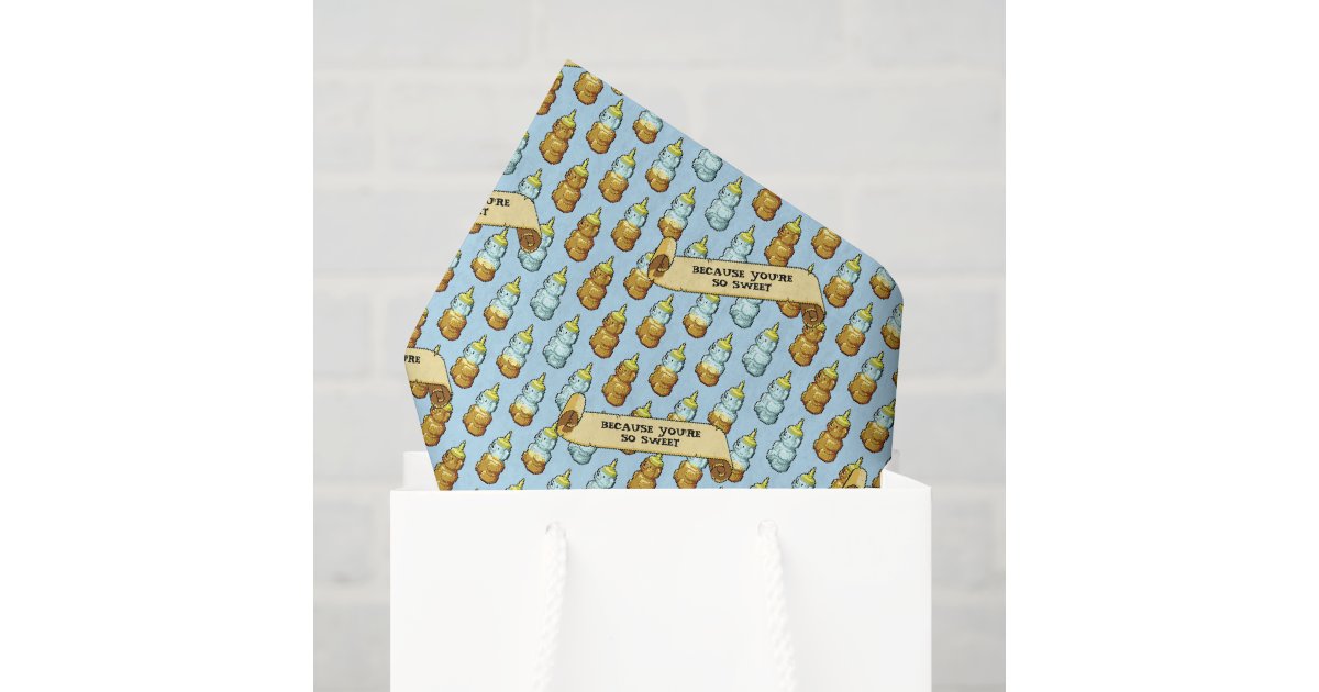 Cute Honey Bear Because You're So Sweet 80s Retro Tissue Paper | Zazzle