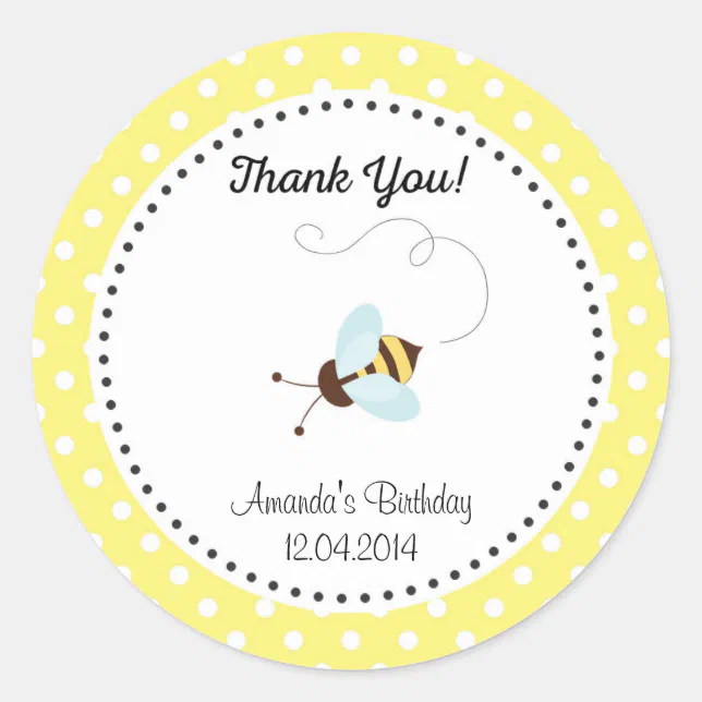 Cute Honey Bee Birthday Sticker | Zazzle