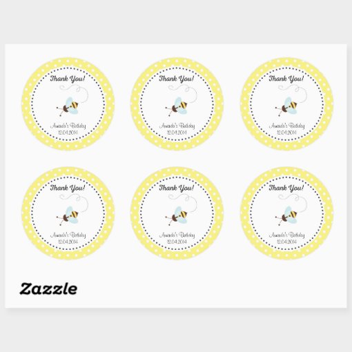Cute Honey Bee Birthday Sticker | Zazzle