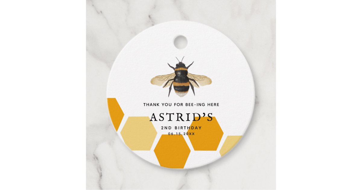 Cute Honey Bee Kids Birthday Party Favor Tags | Zazzle
