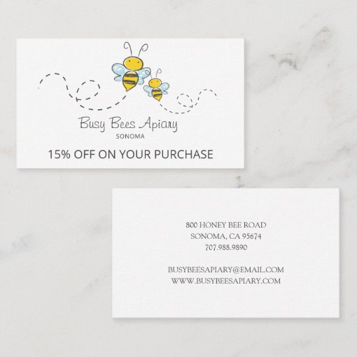 Cute Honey Bees Beekeeper Apiary Discount Card | Zazzle