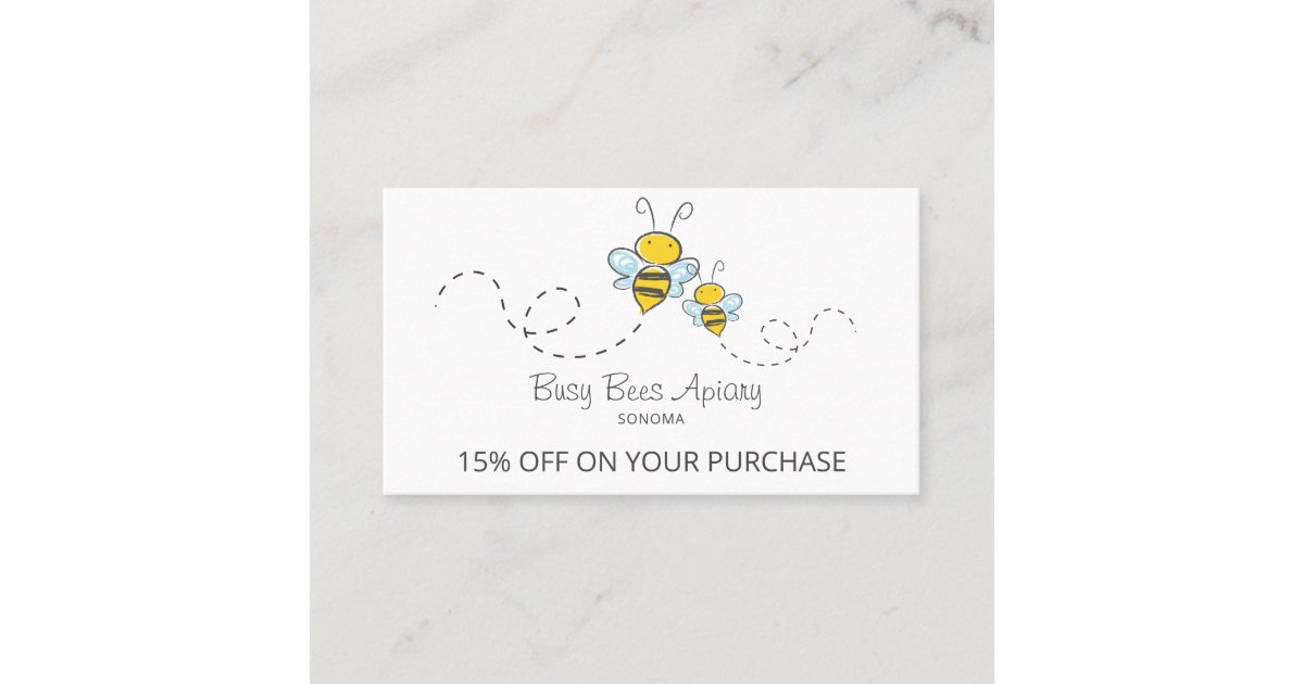 Cute Honey Bees Beekeeper Apiary Discount Card | Zazzle