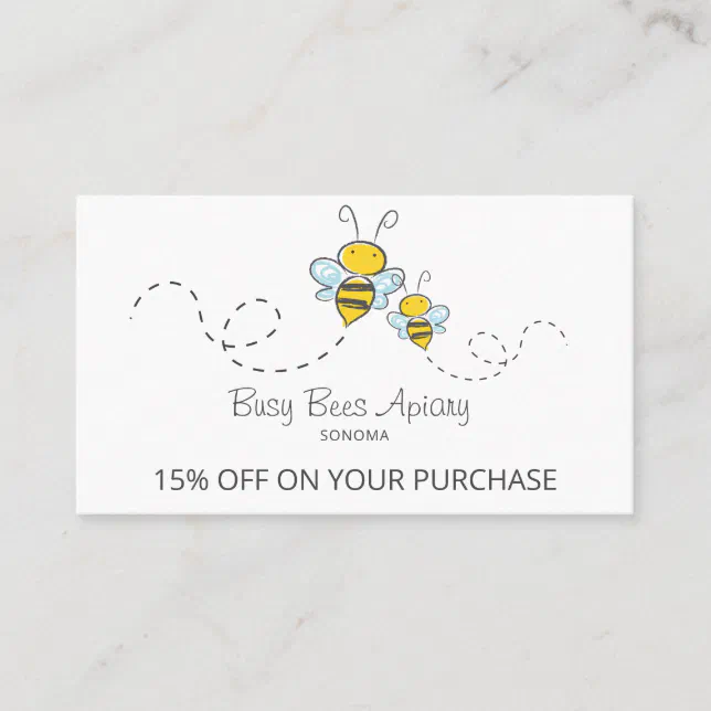 Cute Honey Bees Beekeeper Apiary Discount Card | Zazzle