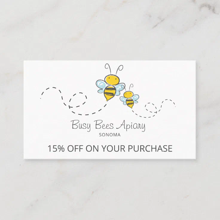 Cute Honey Bees Beekeeper Apiary Discount Card | Zazzle