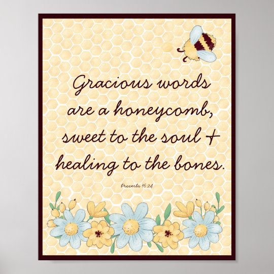 Cute Honeycomb and Bee Bible Verse Poster | Zazzle.com
