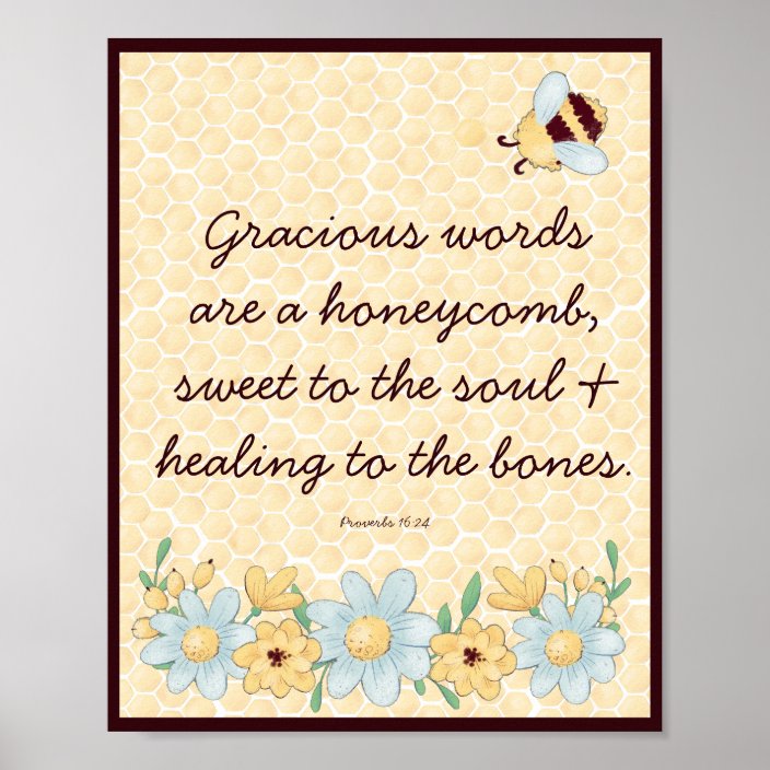 Cute Honeycomb and Bee Bible Verse Poster | Zazzle.com