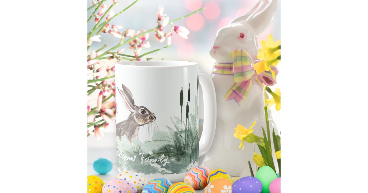 Cute Hoppy Easter Bunny Watercolor Pastel Coffee Mug | Zazzle