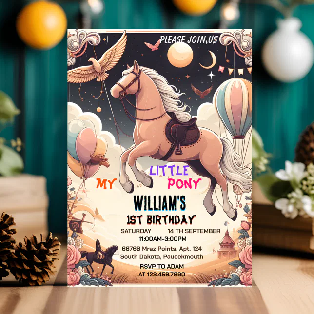 cute horse my little pony first 1st birthday invitation | Zazzle