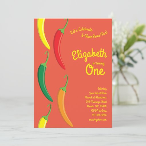 Cute Hot Chili Pepper Kids 1st Birthday Party Invitation | Zazzle