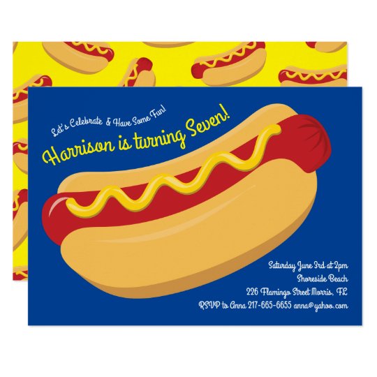 Cute Hot Dog Kids Birthday Party Cook Out Invitation | Zazzle.com