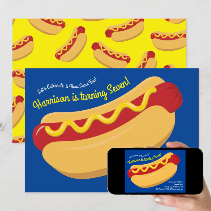 Cute Hot Dog Kids Birthday Party Cook Out Invitation | Zazzle