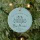 Cute House and Christmas Trees New Home Name Cer Ceramic Ornament | Zazzle