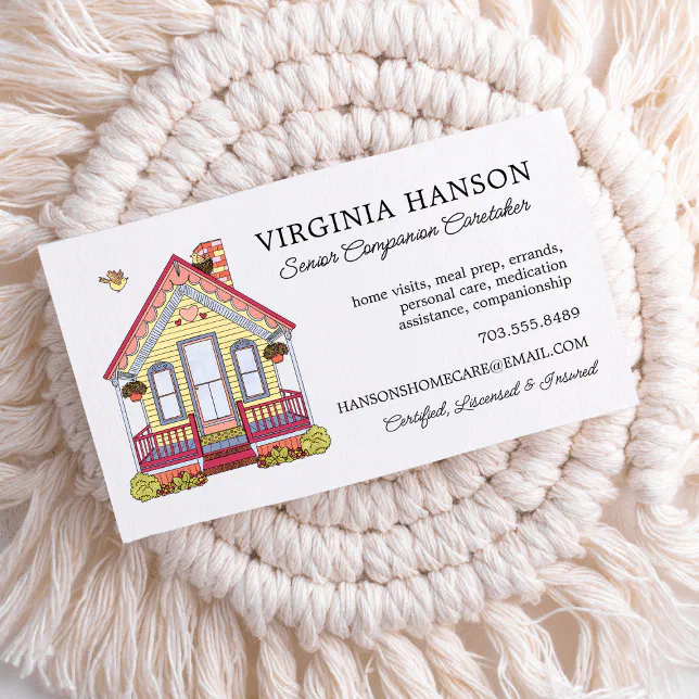 Cute House Caregiver Services Business Card | Zazzle