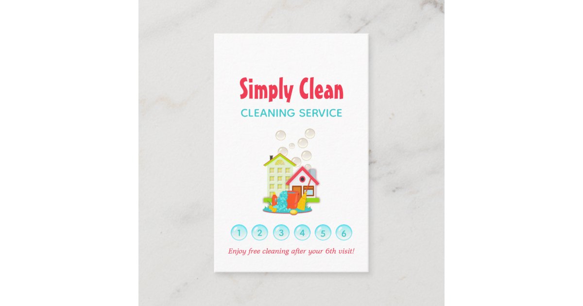 Cute House Cleaning Service Loyalty Card | Zazzle