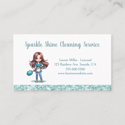 Cute House Cleaning Sparkle Maid Service Business Card | Zazzle