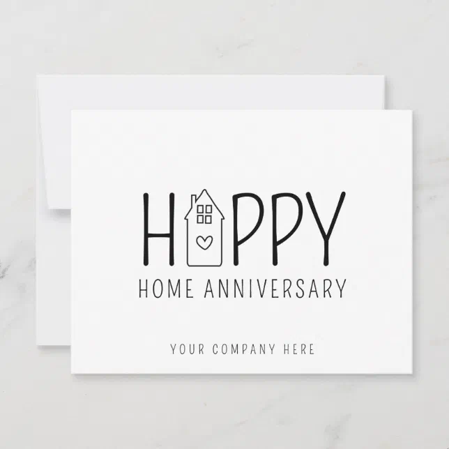 Cute House Happy Home Anniversary Real Estate Card | Zazzle