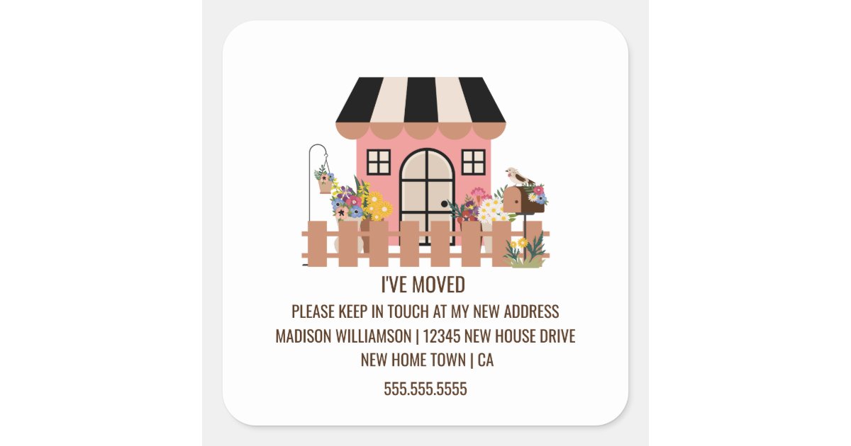 Cute House | New Home Moving Announcement Square Sticker | Zazzle