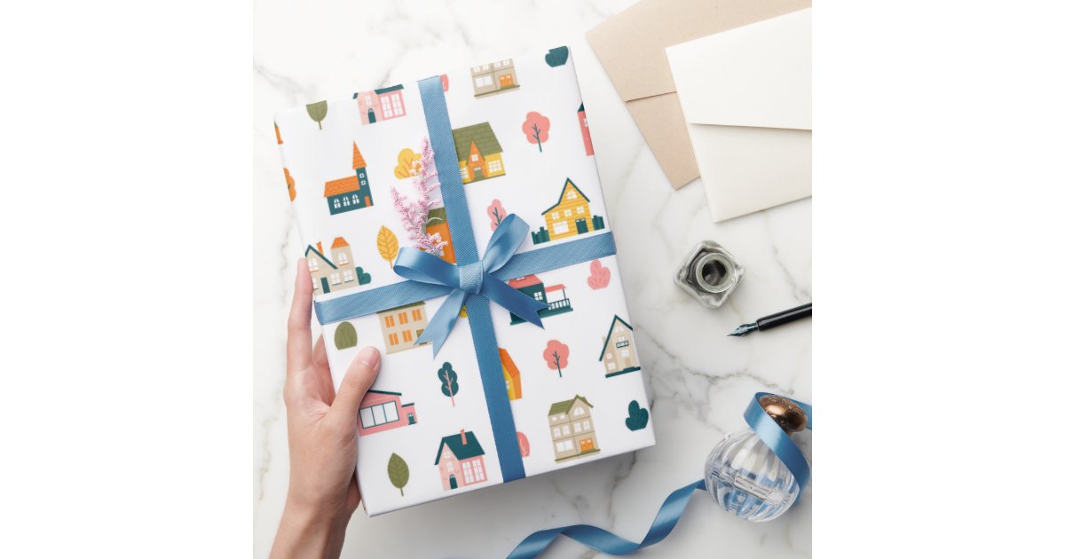 Cute Houses Pattern Wrapping Paper | Zazzle