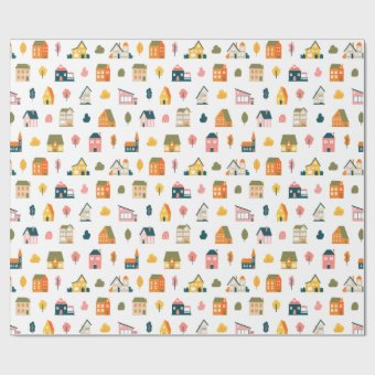 Cute Houses Pattern Wrapping Paper | Zazzle