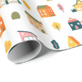 Cute Houses Pattern Wrapping Paper | Zazzle