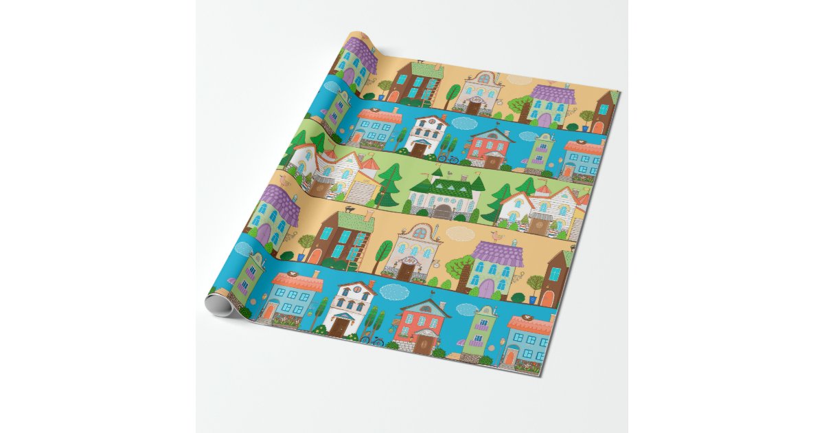 Cute Houses Wrapping Paper | Zazzle