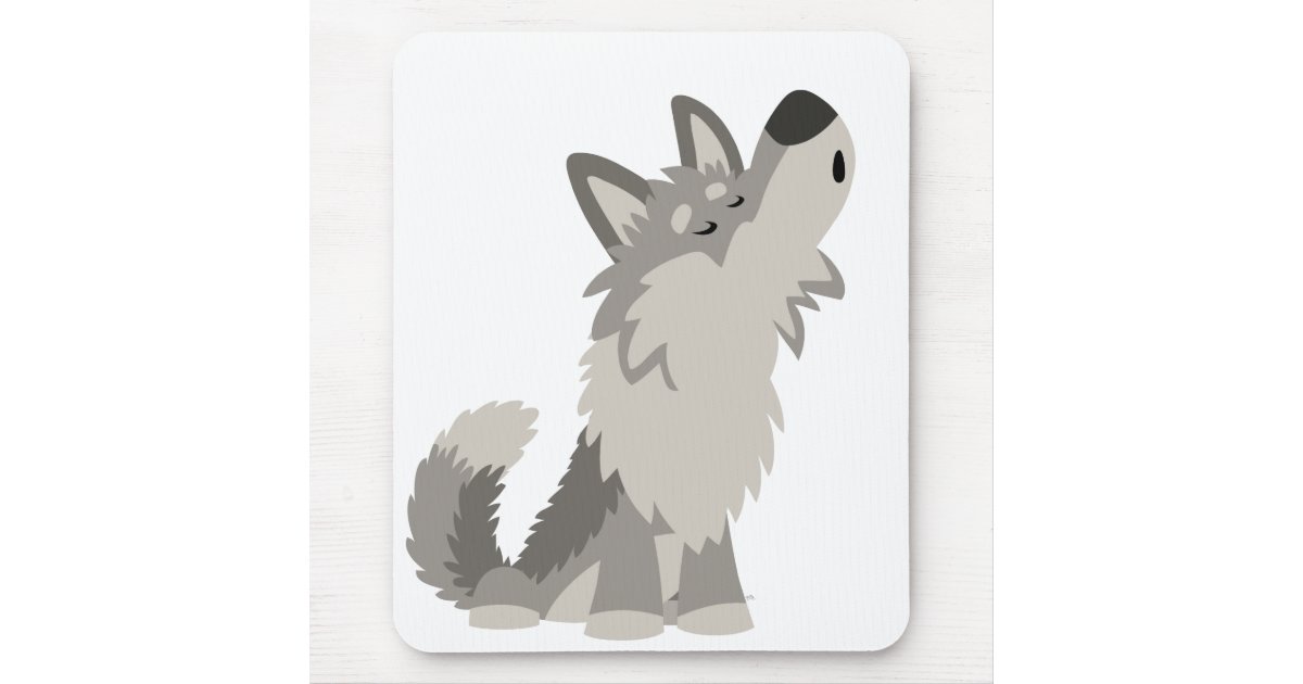 Cute Howling Cartoon Wolf Mousepad | Zazzle