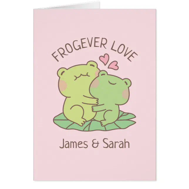 Cute Hugging Frogs Frogever Love Pun | Zazzle