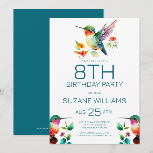 Cute Hummingbirds Birthday Party Invitation | Zazzle