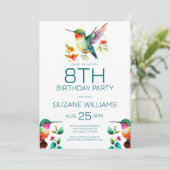Cute Hummingbirds Birthday Party Invitation | Zazzle
