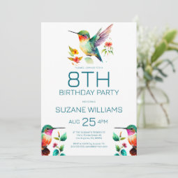 Cute Hummingbirds Birthday Party Invitation | Zazzle