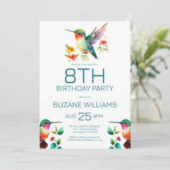 Cute Hummingbirds Birthday Party Invitation | Zazzle