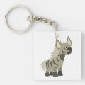 Cute Hungry Cartoon Striped Hyena Acrylic Keychain | Zazzle
