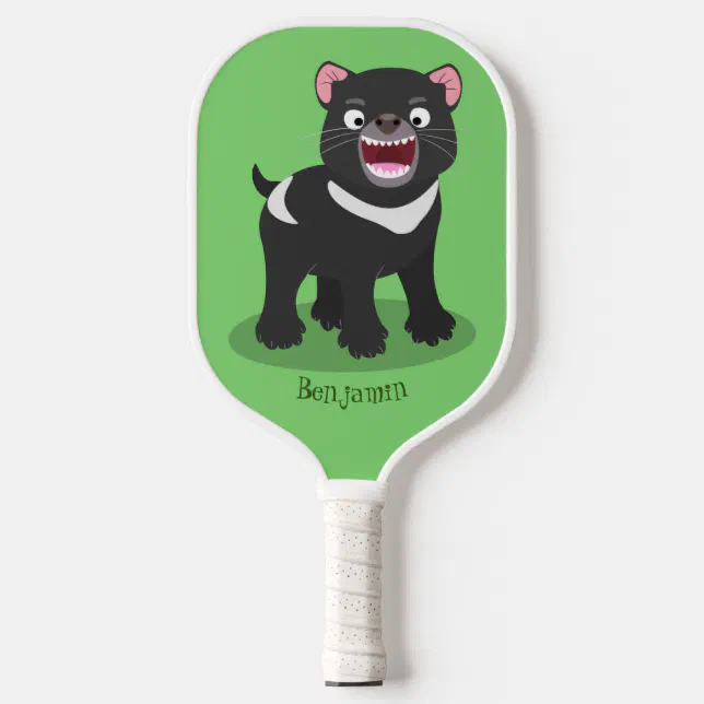 Cute hungry Tasmanian devil cartoon illustration Pickleball Paddle | Zazzle