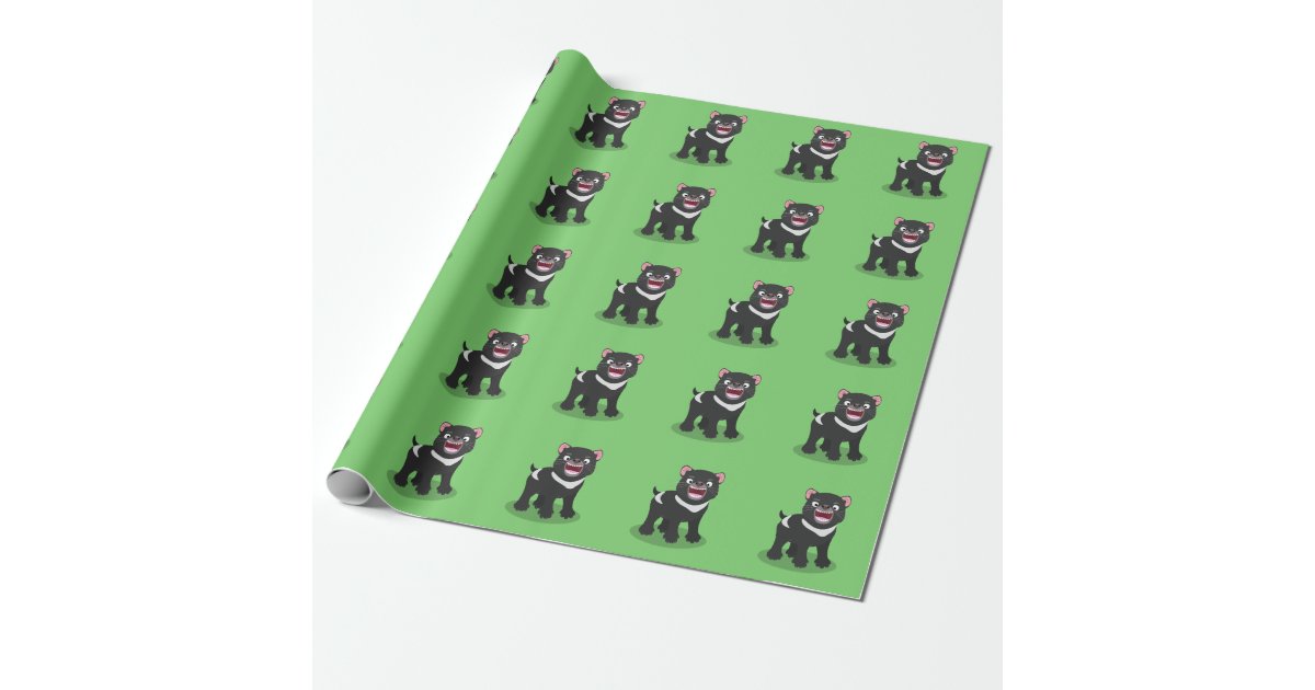 Cute hungry Tasmanian devil cartoon illustration Wrapping Paper | Zazzle